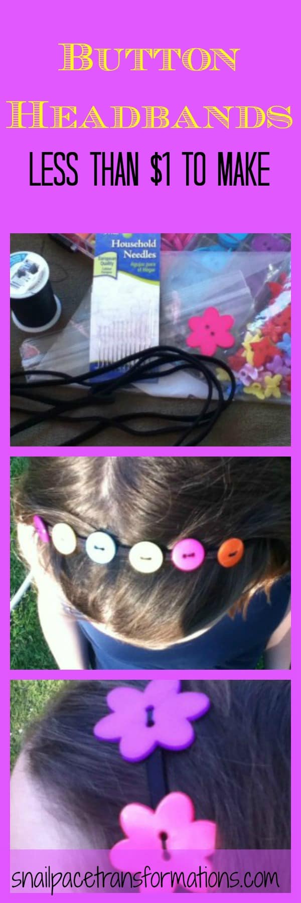 $1 button headbands with print - Snail Pace Transformations