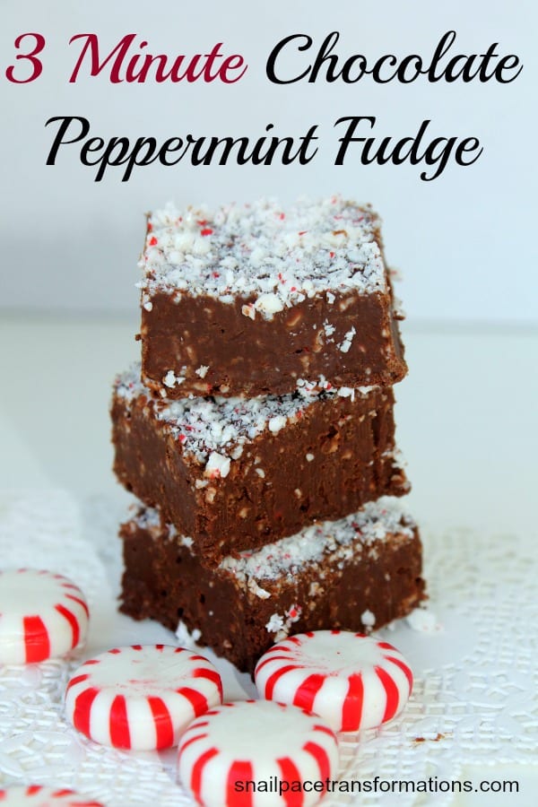3 minute chocolate peppermint fudge - Snail Pace Transformations