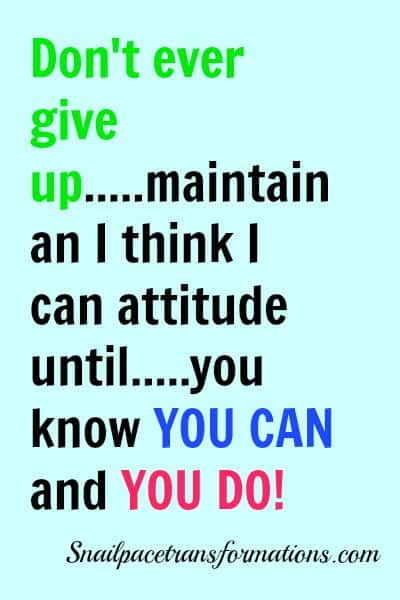 Don't Ever Give Up (Snailpacetransformations.com - Snail Pace Transformations