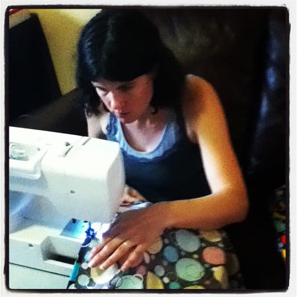 me sewing curtains - Snail Pace Transformations