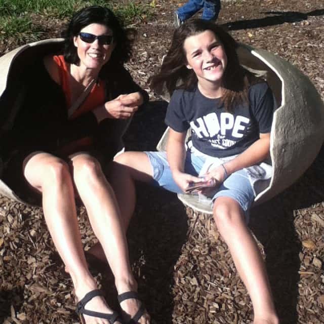 me & courtney in the dinosaur egg 2013 - Snail Pace Transformations